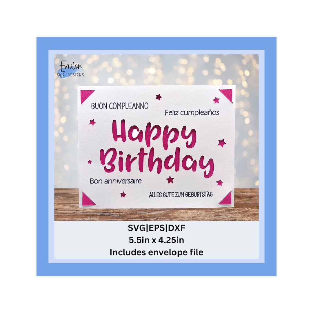Happy Birthday Insert Card SVG With Different Languages | Joy ...