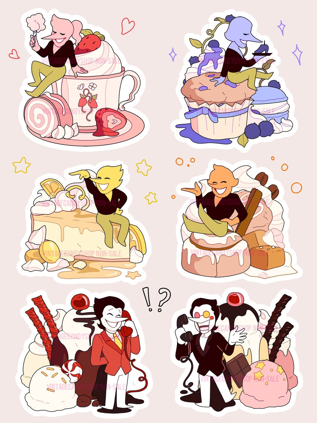 DELTARUNE || Addisons & Spamton Dessert Stickers || Waterproof ...