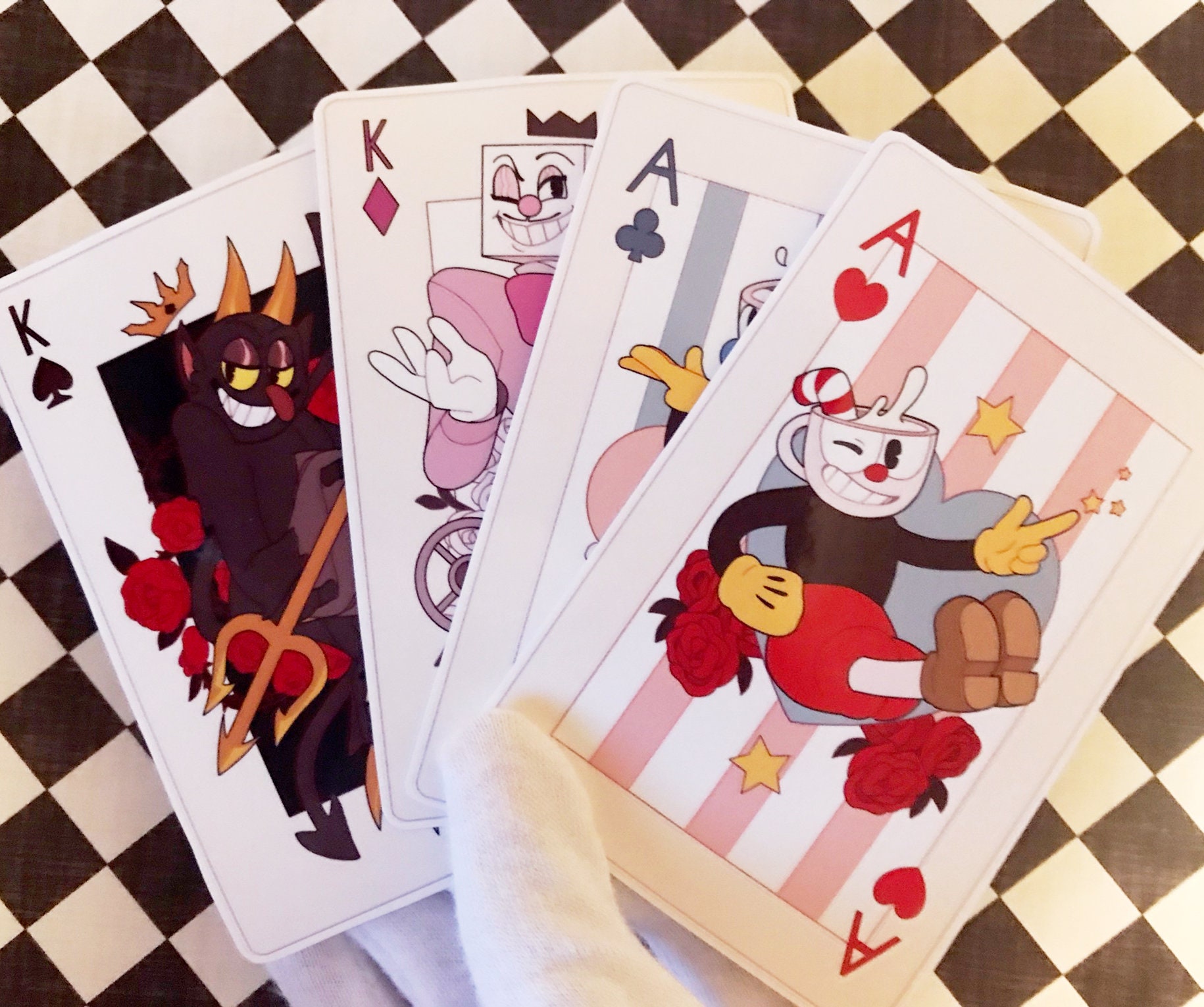 Cuphead Card Spread Set of 4 Stickers - Etsy Australia