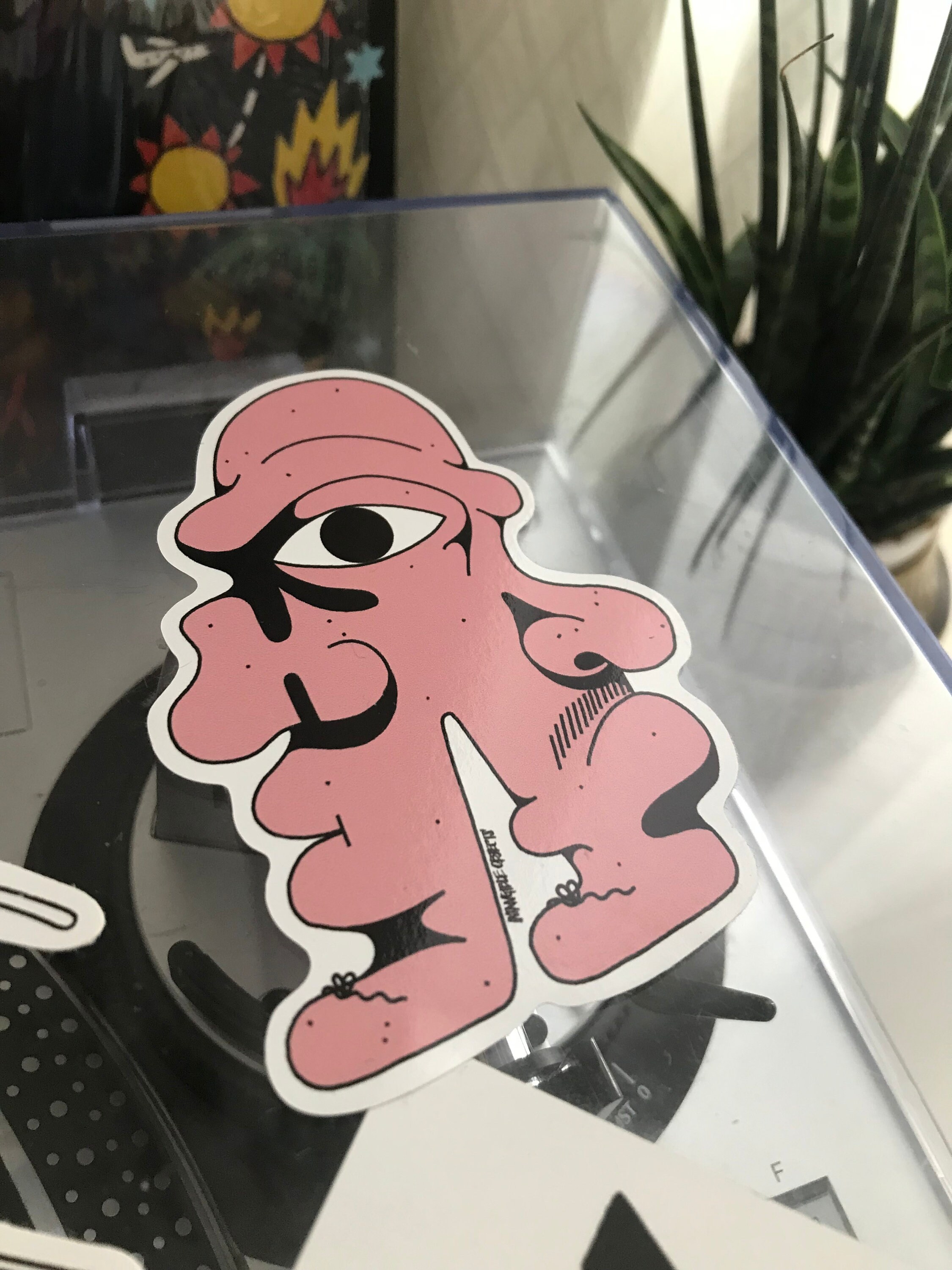 Street Art Pink Guy Vinyl Sticker - Etsy