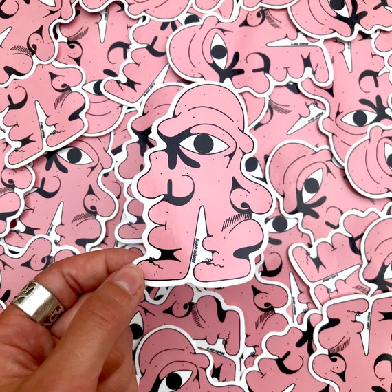 Street Art Pink Guy Vinyl Sticker - Etsy