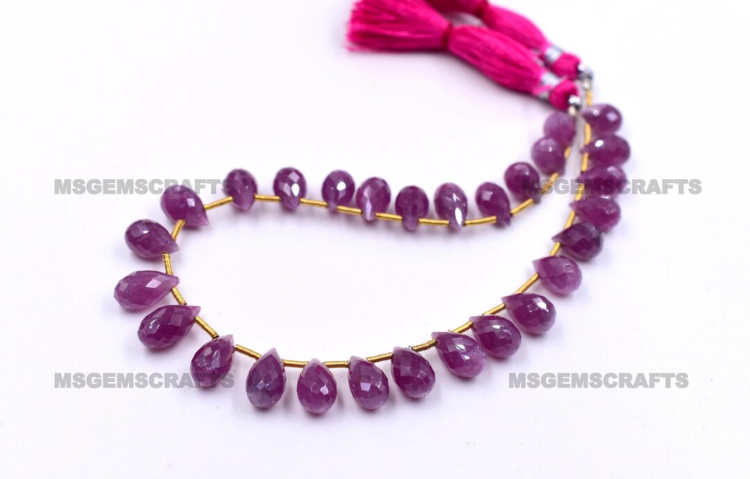 Natural Ruby Drop Beads, Ruby Faceted Gemstone, Teardrop Beads ...