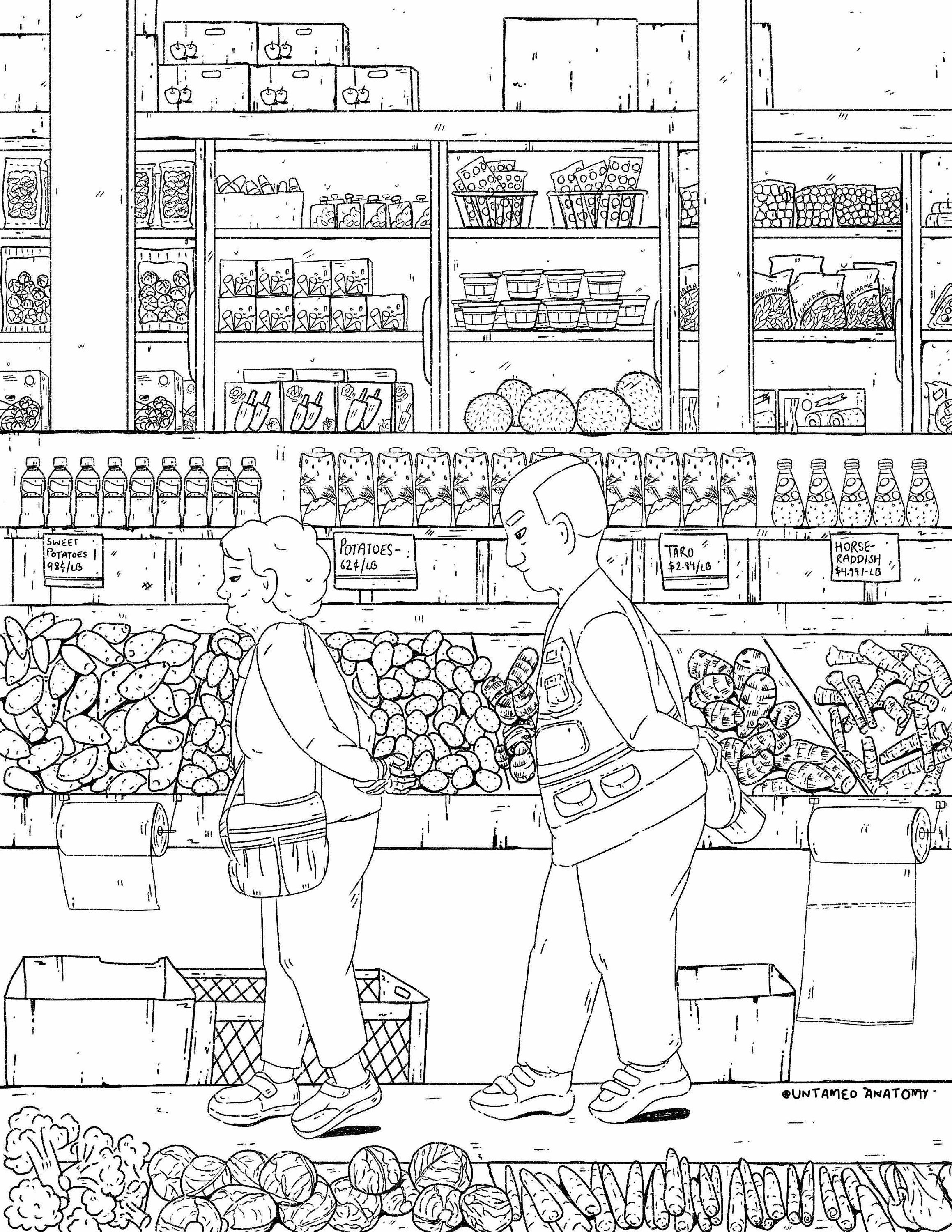 Supermarket Coloring Page