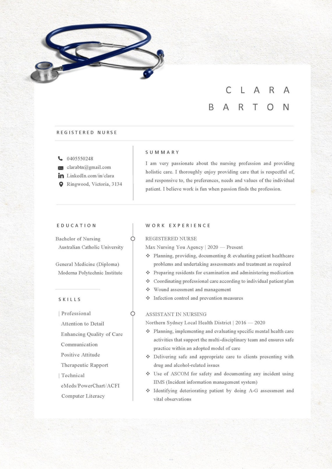 Registered Nurse Resume Template Nursing Resume Template, Cna Resume ...