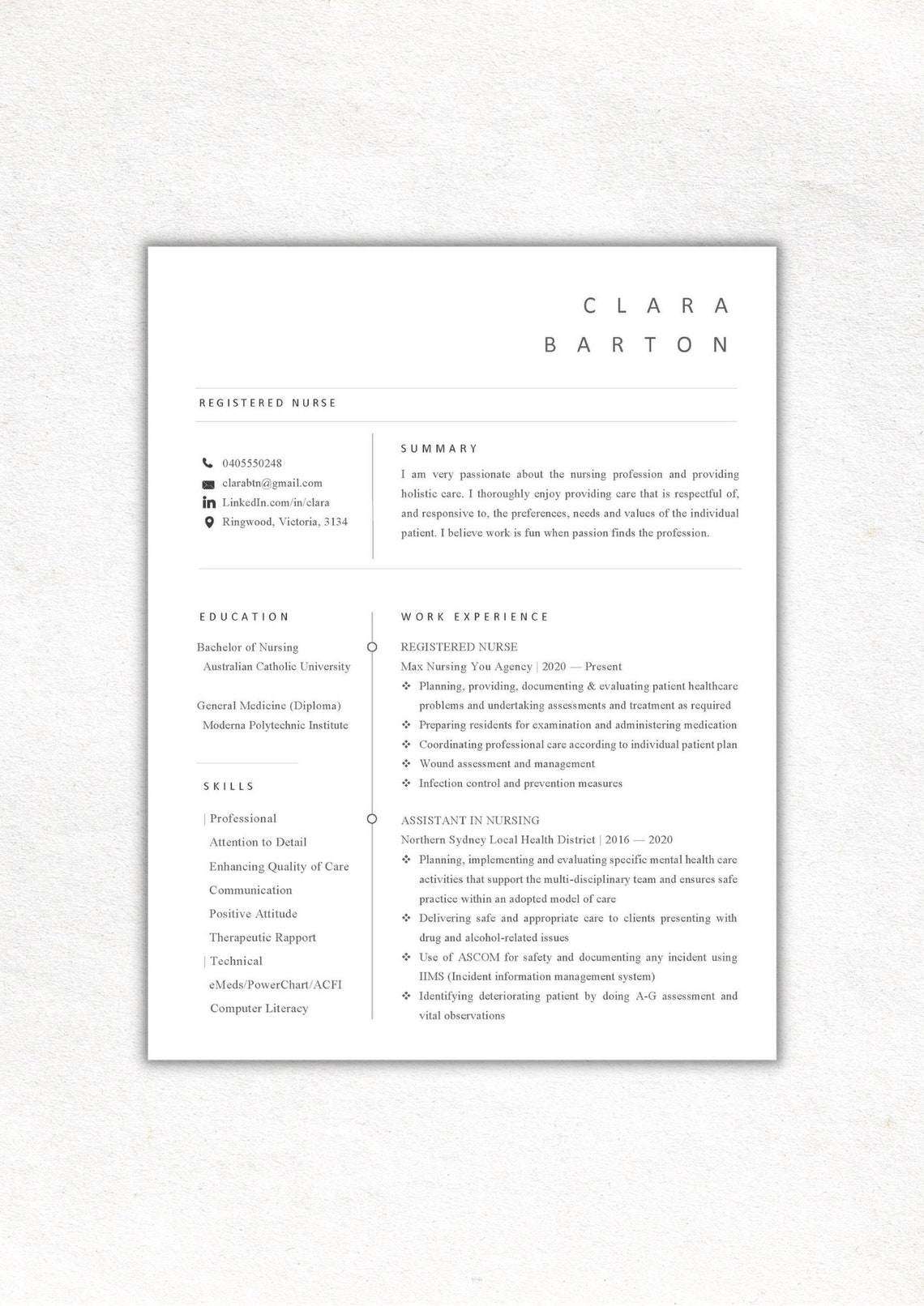 Registered Nurse Resume Template Nursing Resume Template, Cna Resume ...