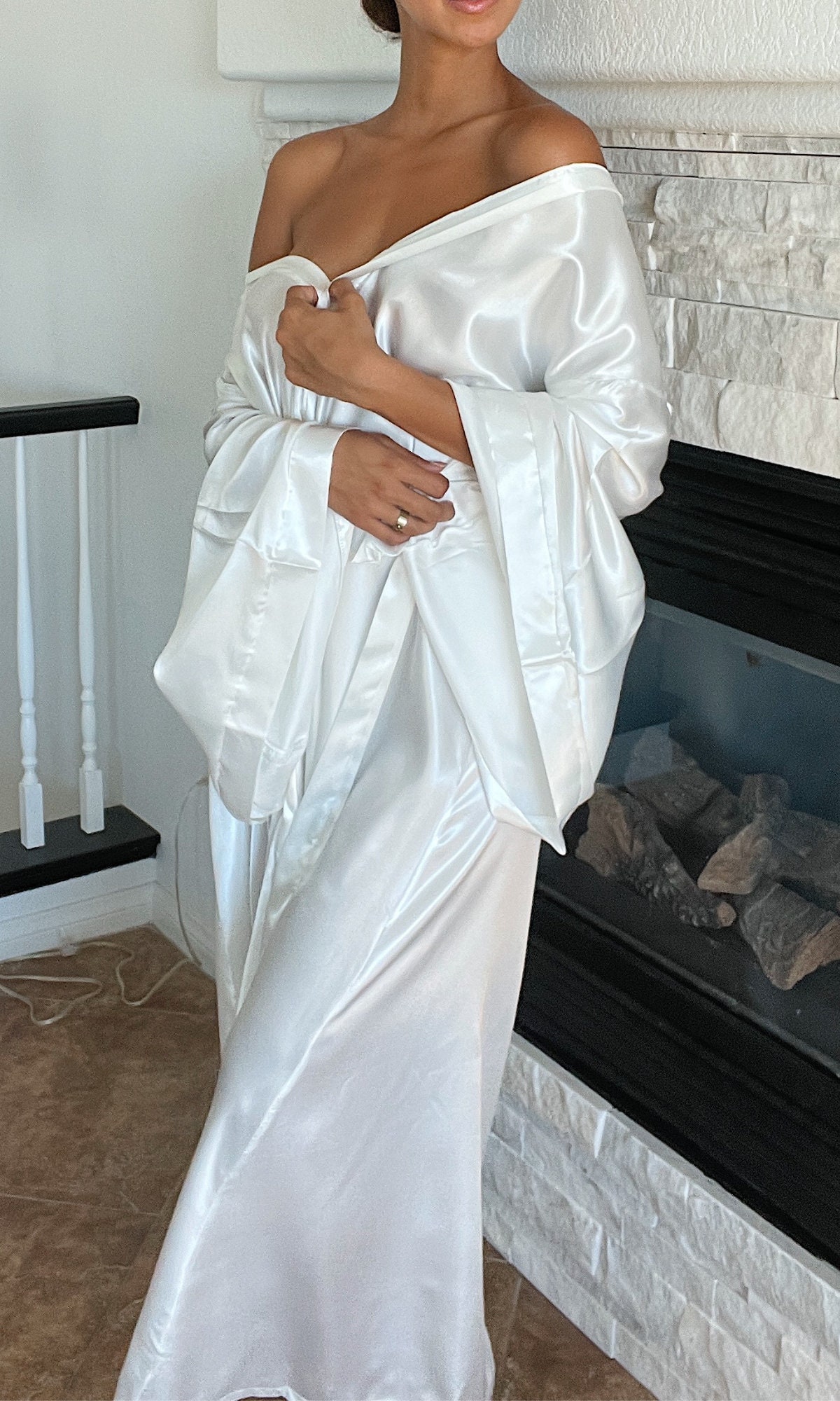 Long Satin Bridal Robe, Wedding Robe, Long Silk Robe, Bridal Robe ...