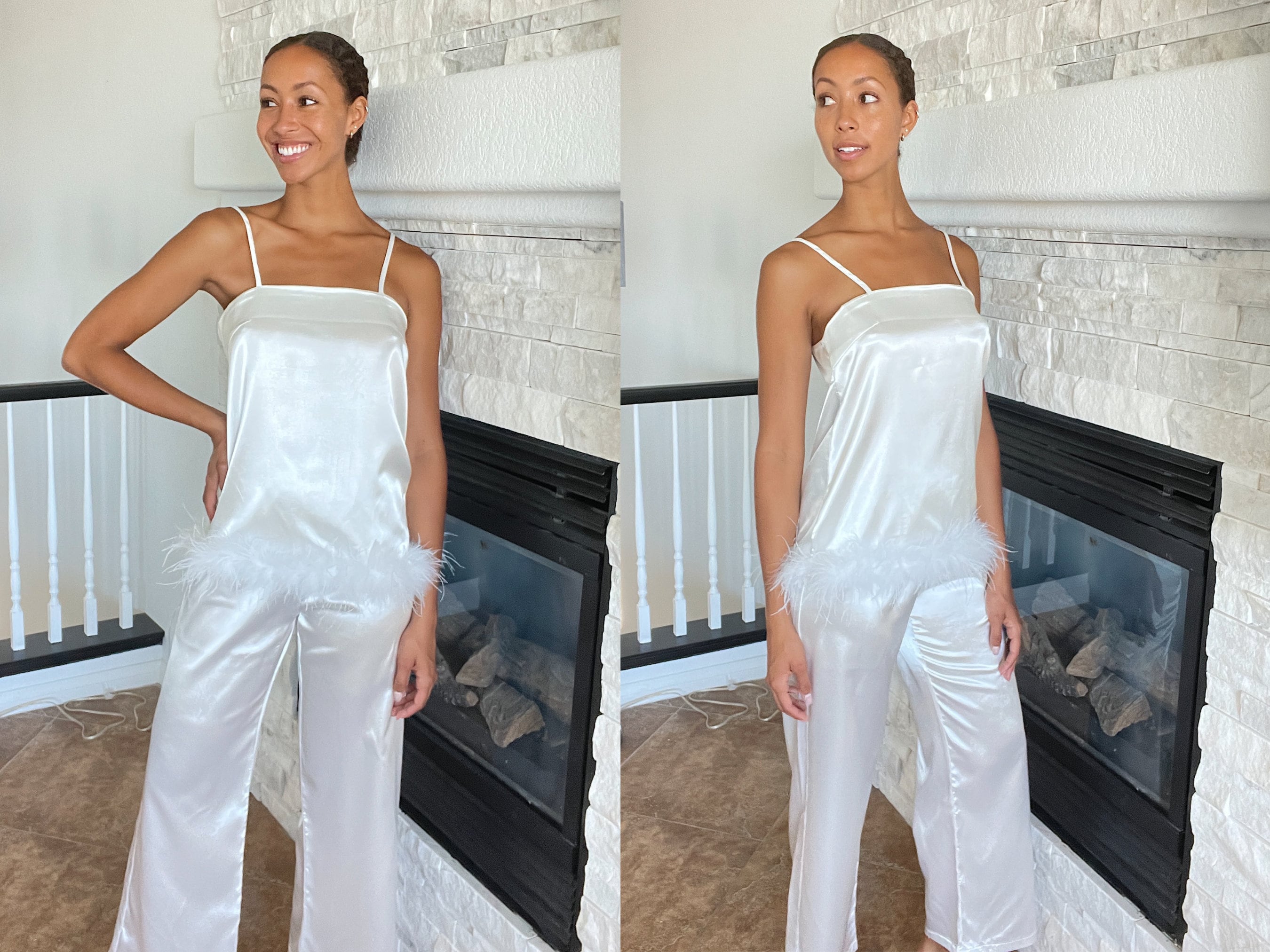 Silk Feather Pajama Set Wedding Cami Set Bridesmaid Cami - Etsy
