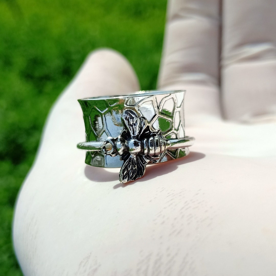Spinner Ring, Bee Spinner Ring, Honey Bee Spinner Ring, 925 Sterling ...