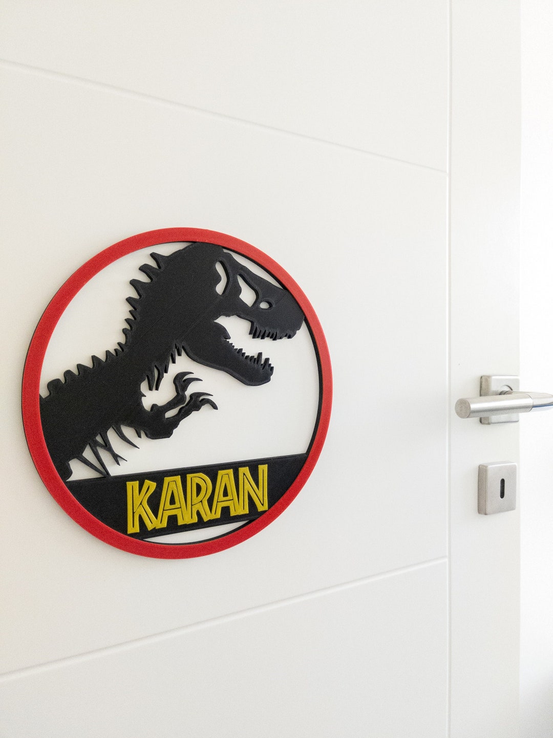 T-rex Dinosaur Skeleton Name Sign Personalized Door Hanger Custom Name ...