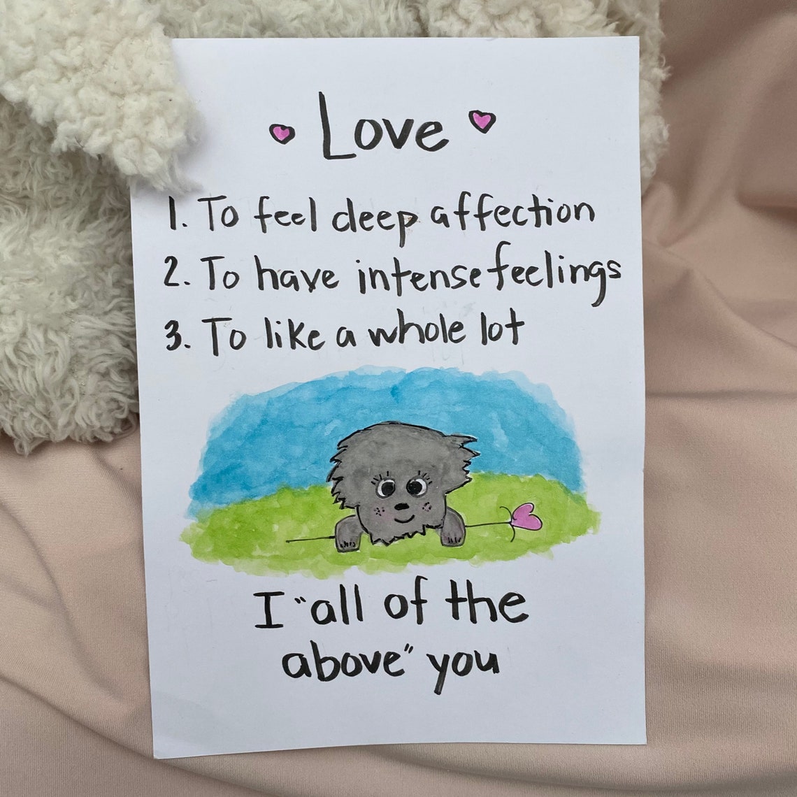 Puppy Love Card Original Watercolor Cute Cartoon Pup - Etsy