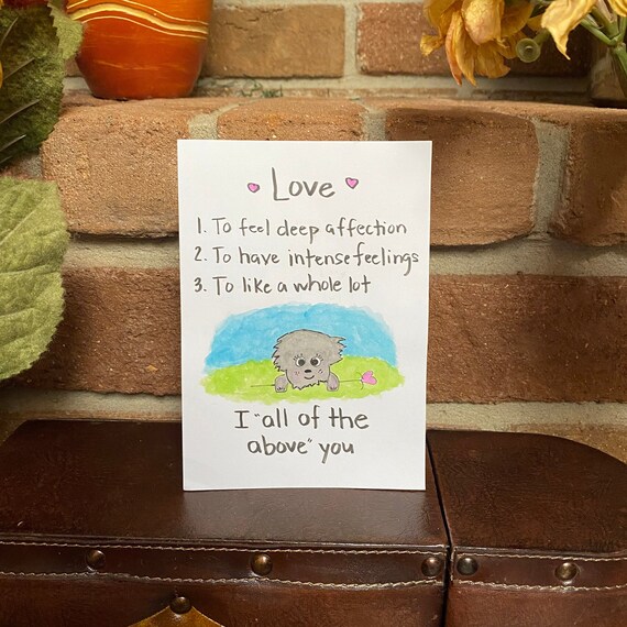 Puppy Love Card Original Watercolor Cute Cartoon Pup - Etsy