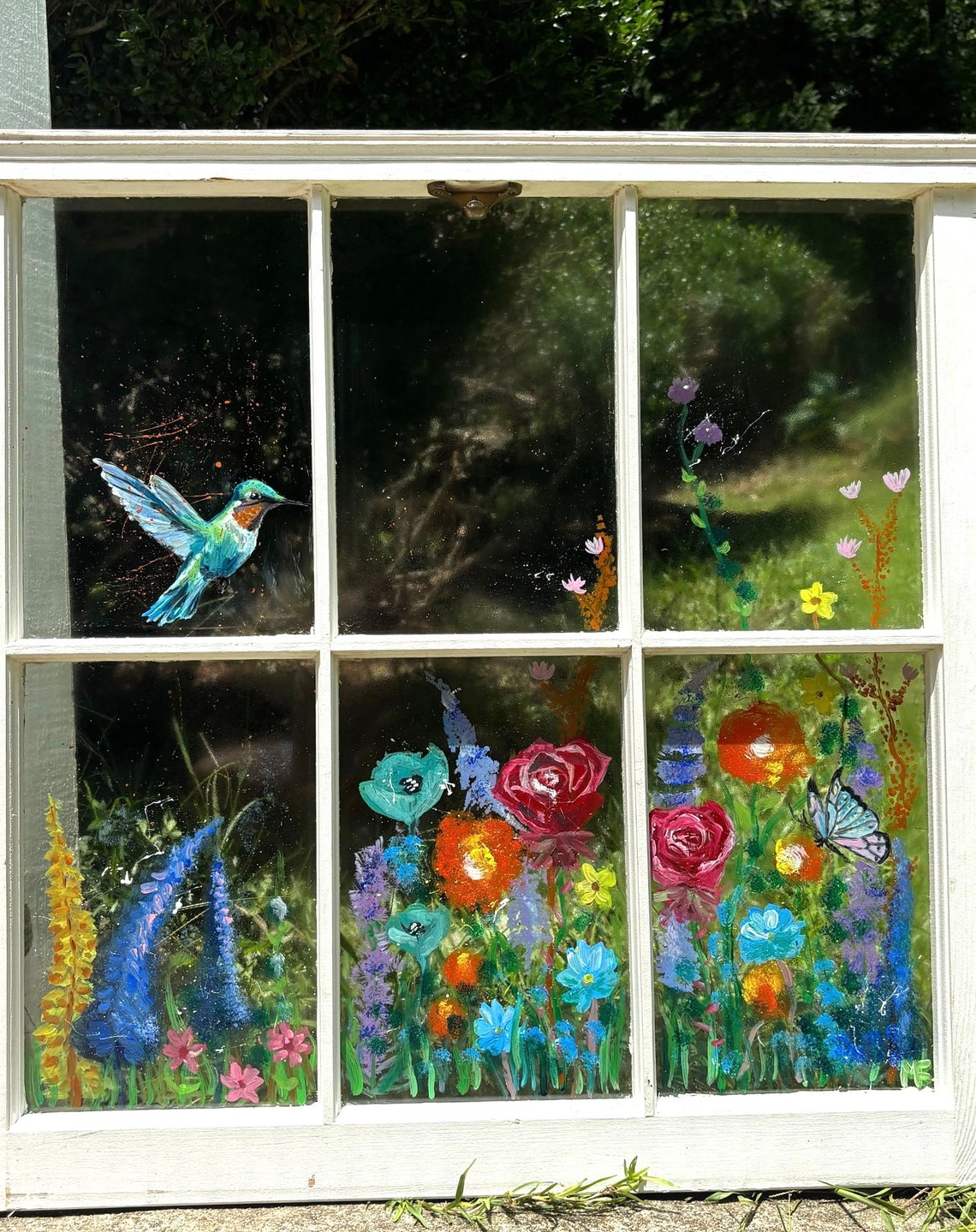 Hand-painted Vintage Barn Window A Spring Chase - Etsy