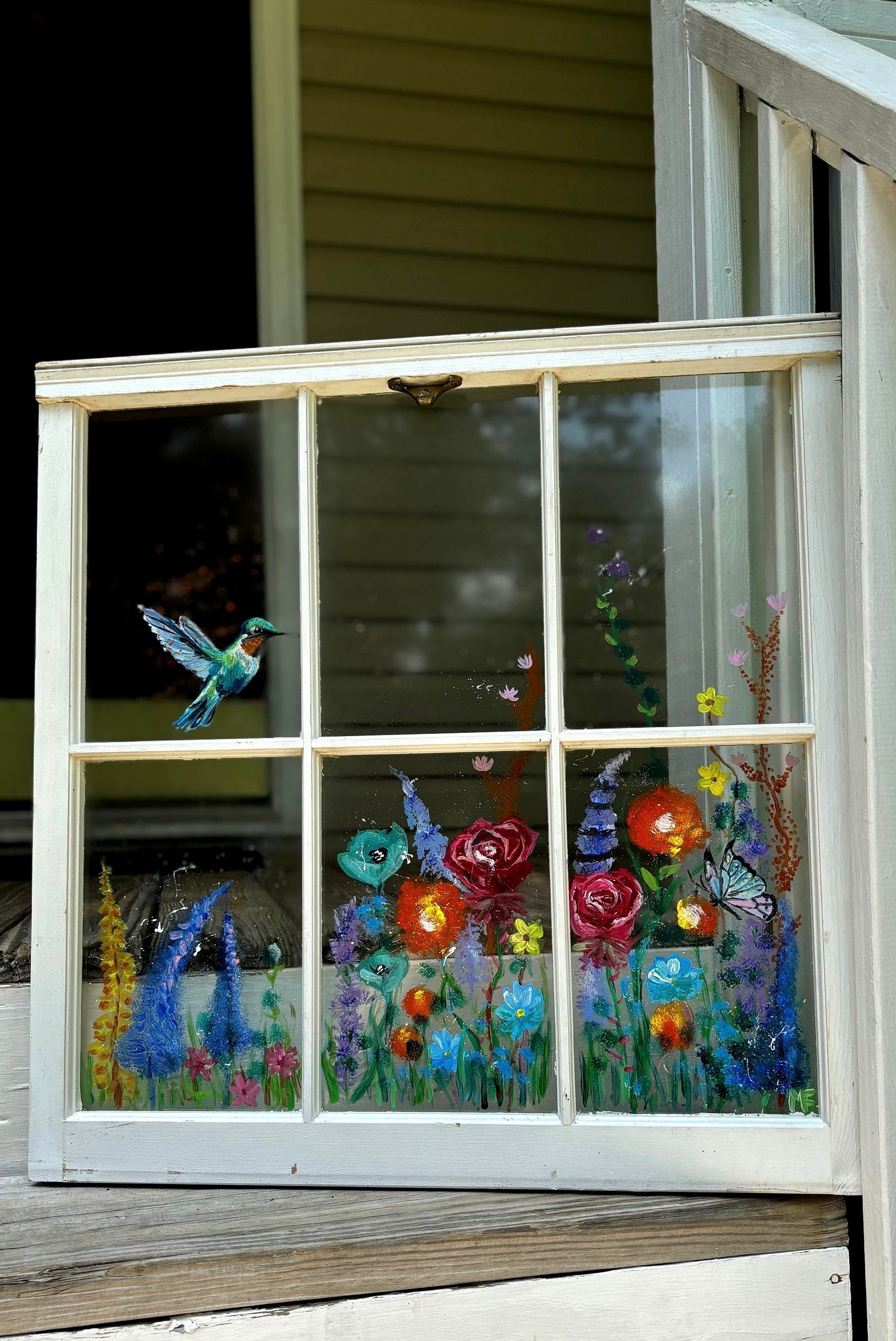 Hand-painted Vintage Barn Window A Spring Chase - Etsy