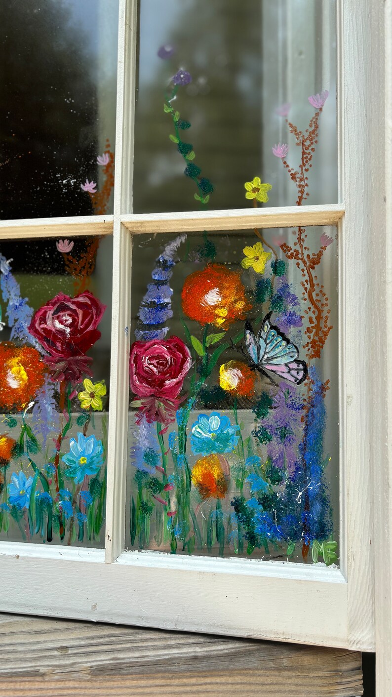 Hand-painted Vintage Barn Window A Spring Chase - Etsy