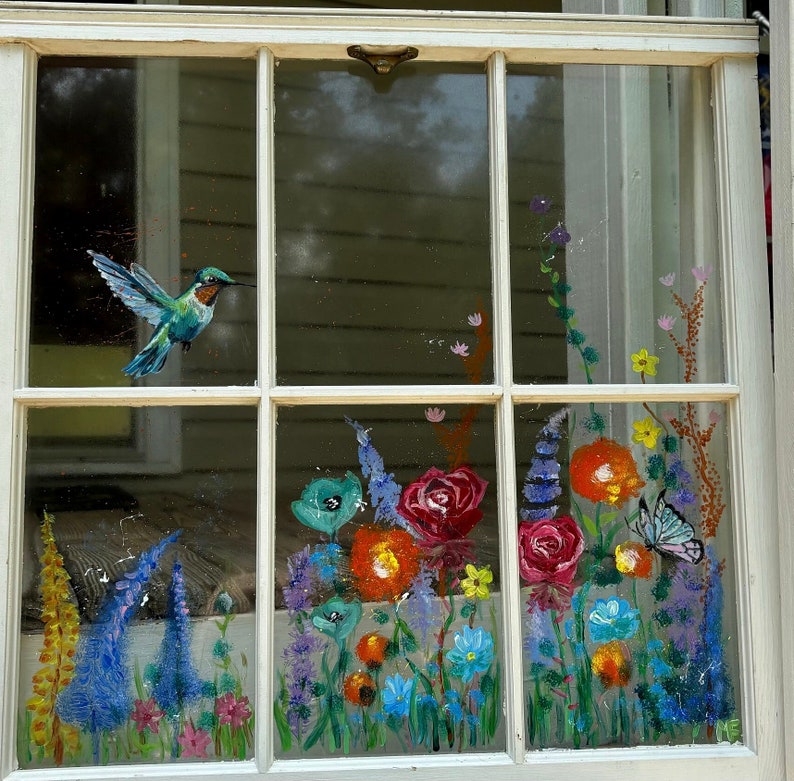 Hand-painted Vintage Barn Window A Spring Chase - Etsy