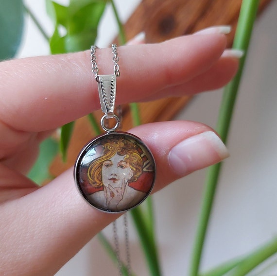 Alphonse Mucha Art Nouveau Necklace set 4 Stainless - Etsy