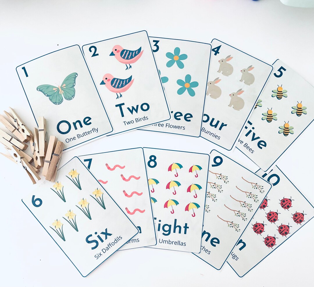 1-10 Spring Counting Flash Cards - Etsy