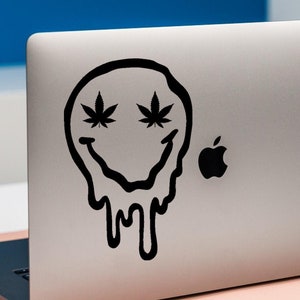 Pot Leaf Dripping Smiley Face Decals Melting Smiley Face Decal - Etsy