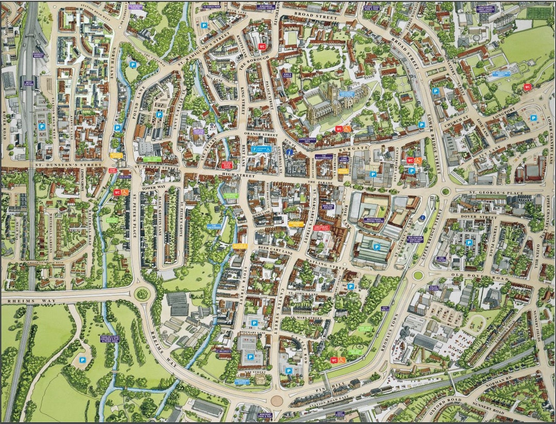 Cityscapes Street Map of Canterbury 400 Piece Jigsaw Puzzle 470mm X ...