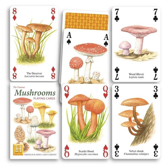 Mushrooms Standard Set of 52 Playing Cards Jokers - Etsy