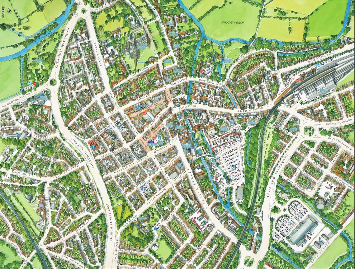Cityscapes Street Map of Salisbury 400 Piece Jigsaw Puzzle 470mm X ...