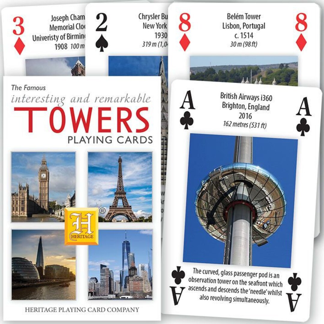 Famous Towers Standard Set of 52 Playing Cards + Jokers - Etsy