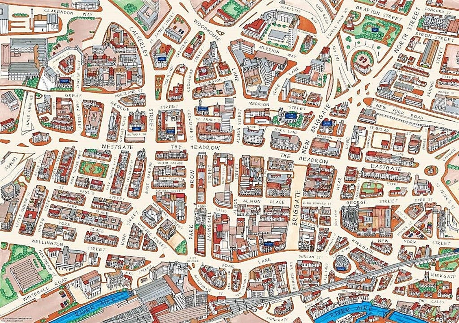 Leeds Views From Above Britain Street Map 1000 Piece Jigsaw Puzzle ...