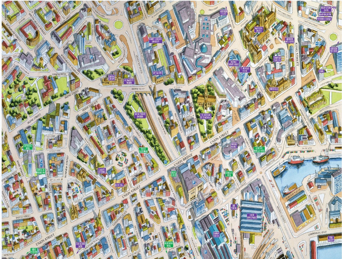 Cityscapes Street Map of Aberdeen 400 Piece Jigsaw Puzzle 470mm X 320mm ...