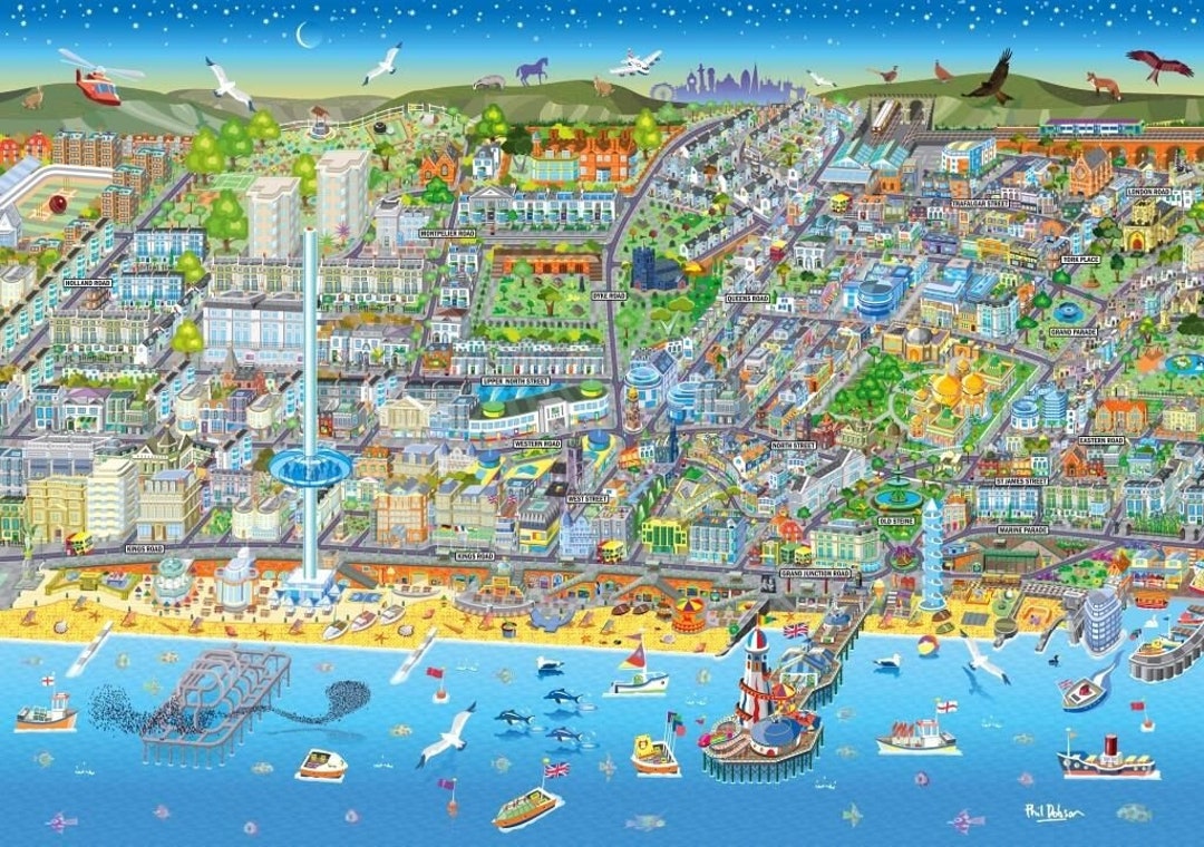 Brighton Street Map Puzzle Modern Cityscape 1000 Piece Jigsaw Puzzle ...