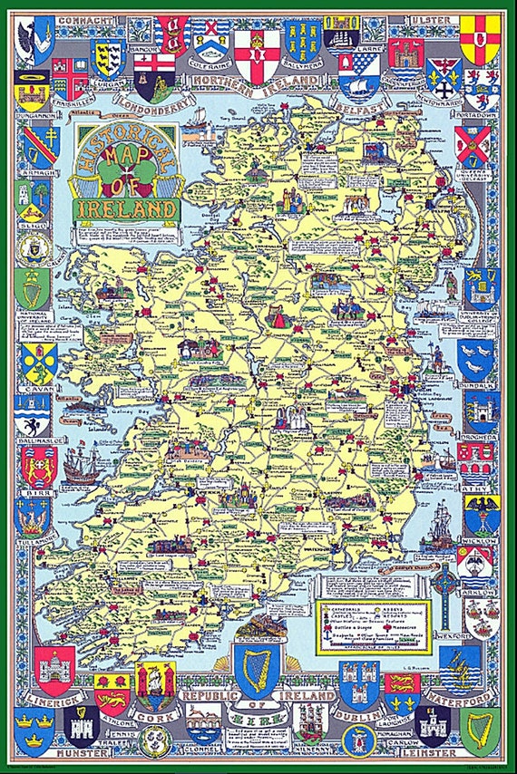 Historical Map of Ireland 1000 piece jigsaw puzzle 690mm x | Etsy