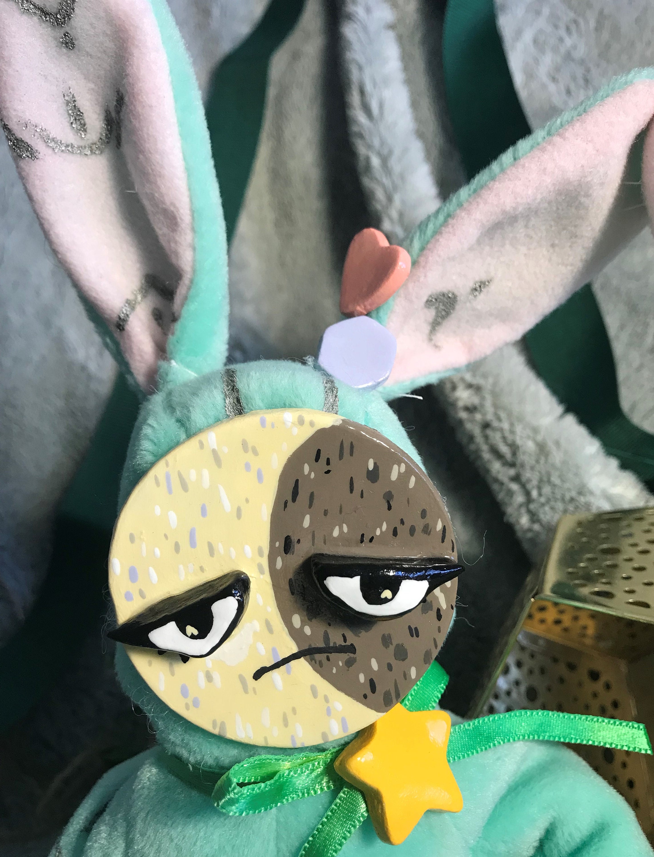 Moon Rabbit Clay Face Stuffed Animal - Etsy