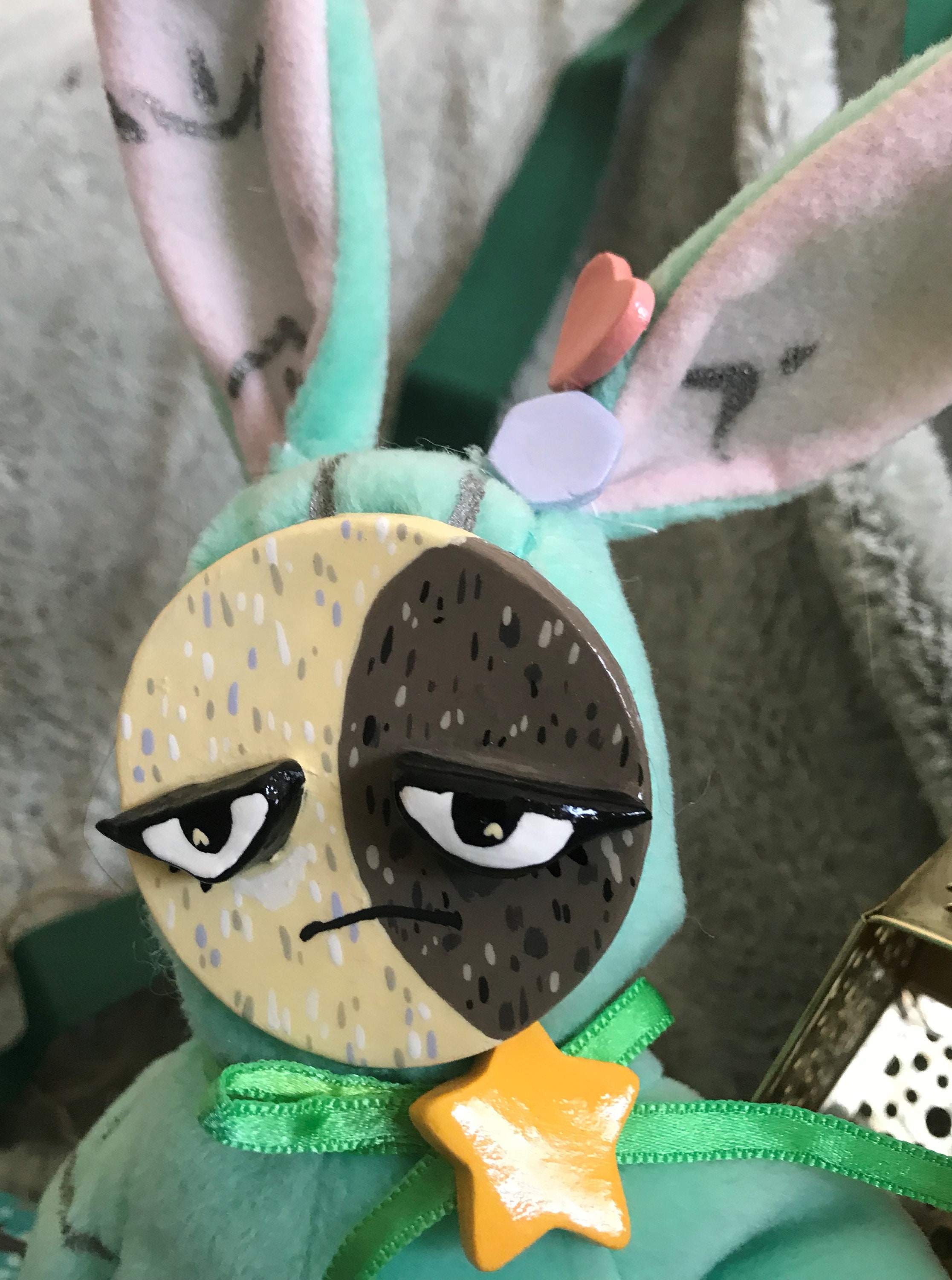 Moon Rabbit Clay Face Stuffed Animal - Etsy