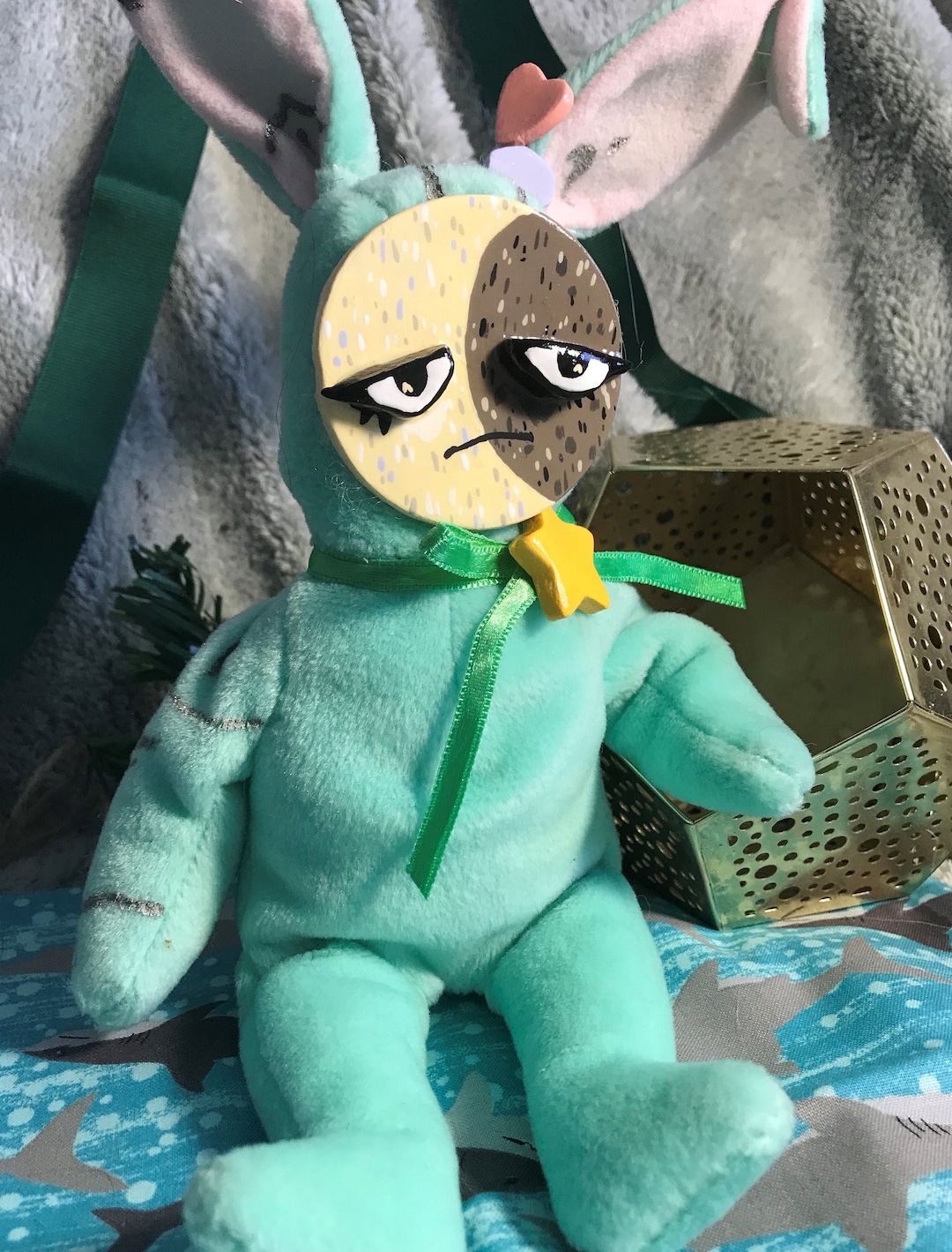 Moon Rabbit Clay Face Stuffed Animal - Etsy