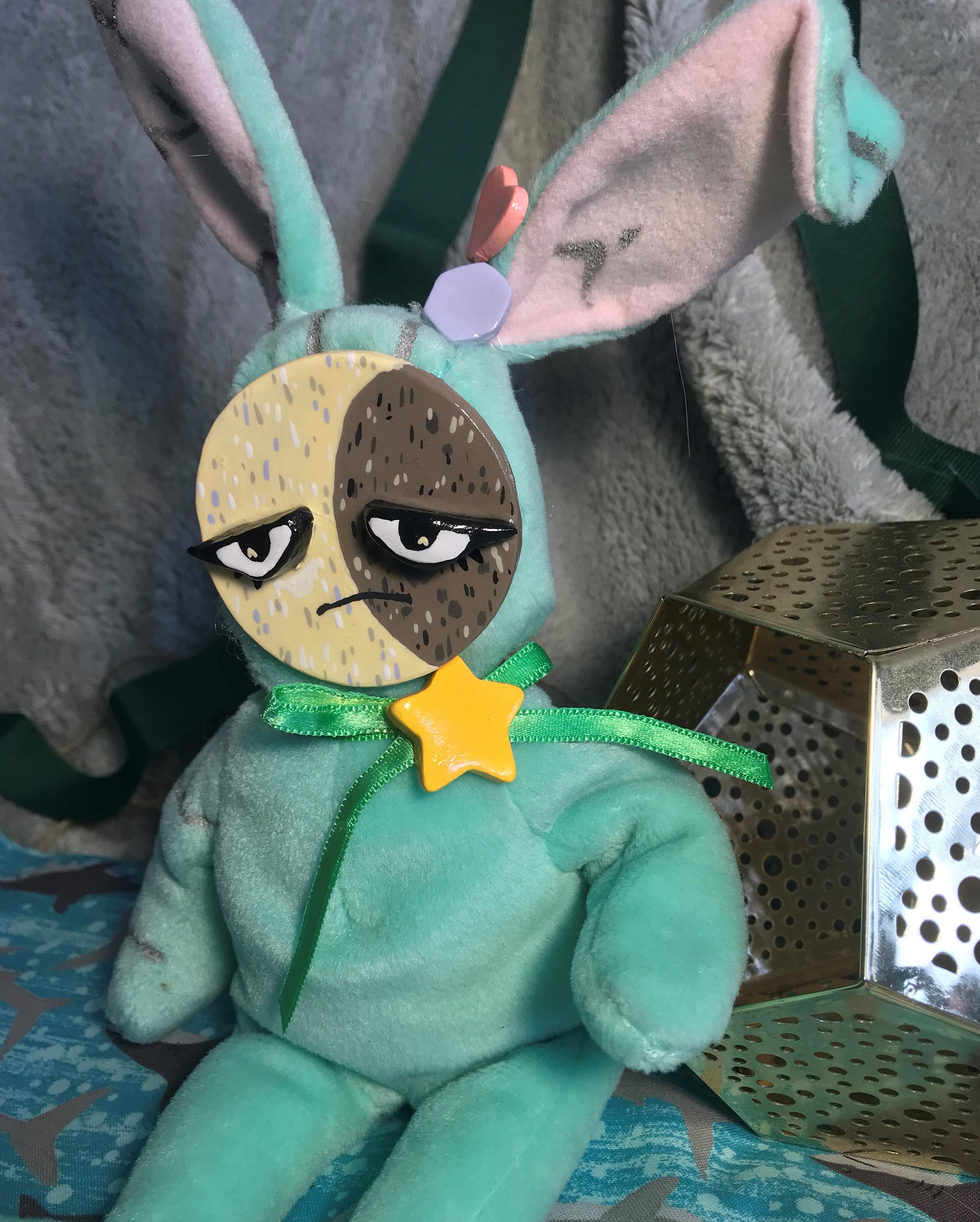 Moon Rabbit Clay Face Stuffed Animal - Etsy