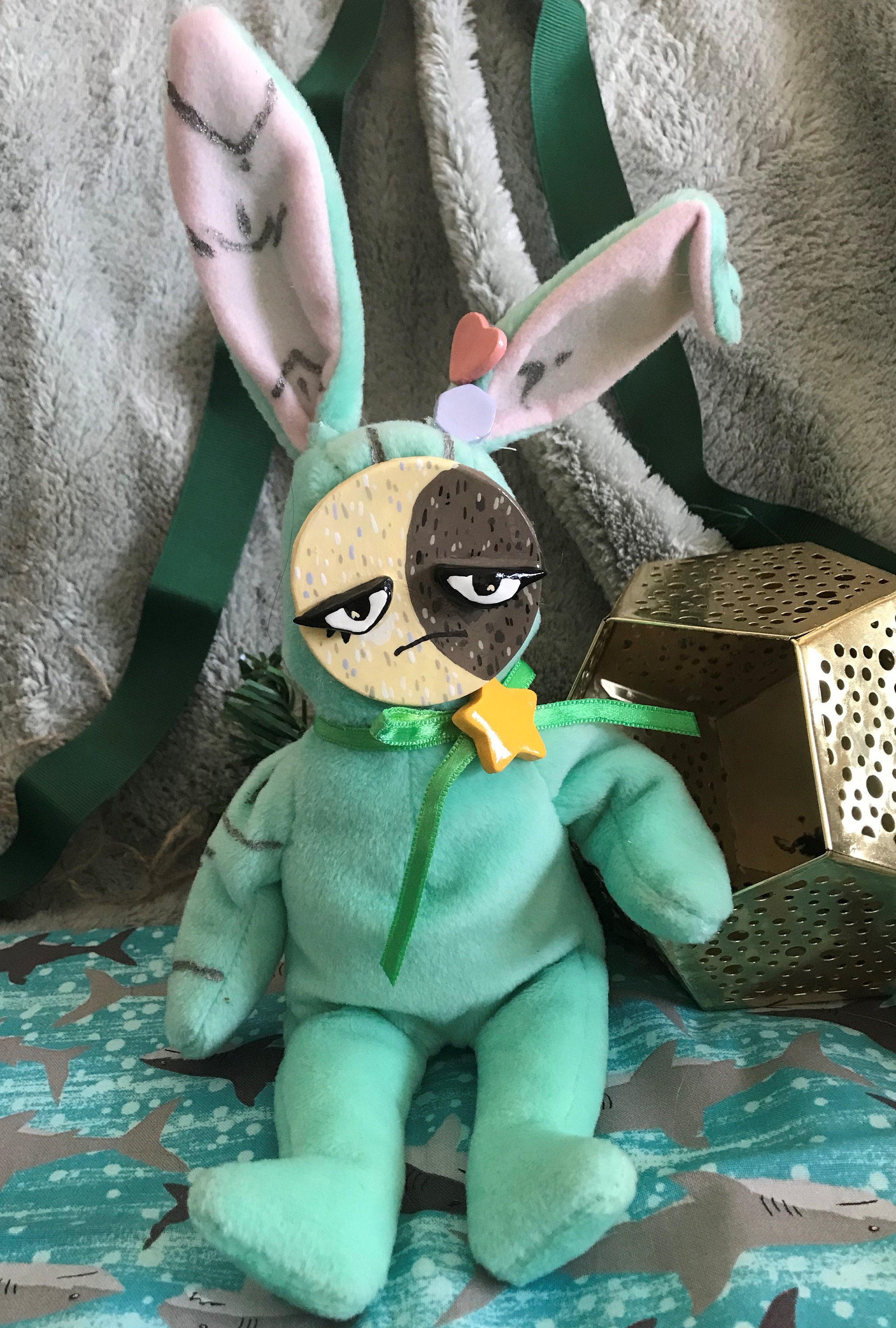 Moon Rabbit Clay Face Stuffed Animal - Etsy