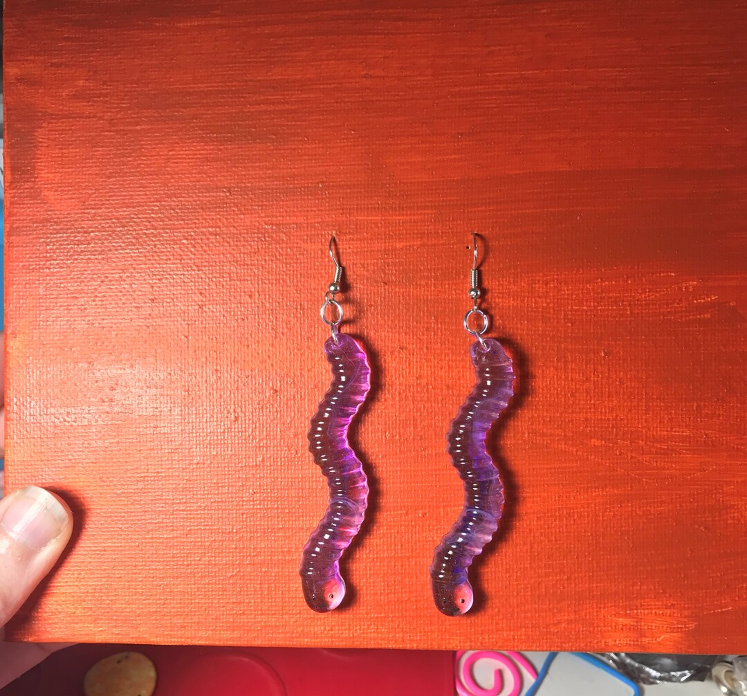 Resin Worm Earrings - Etsy