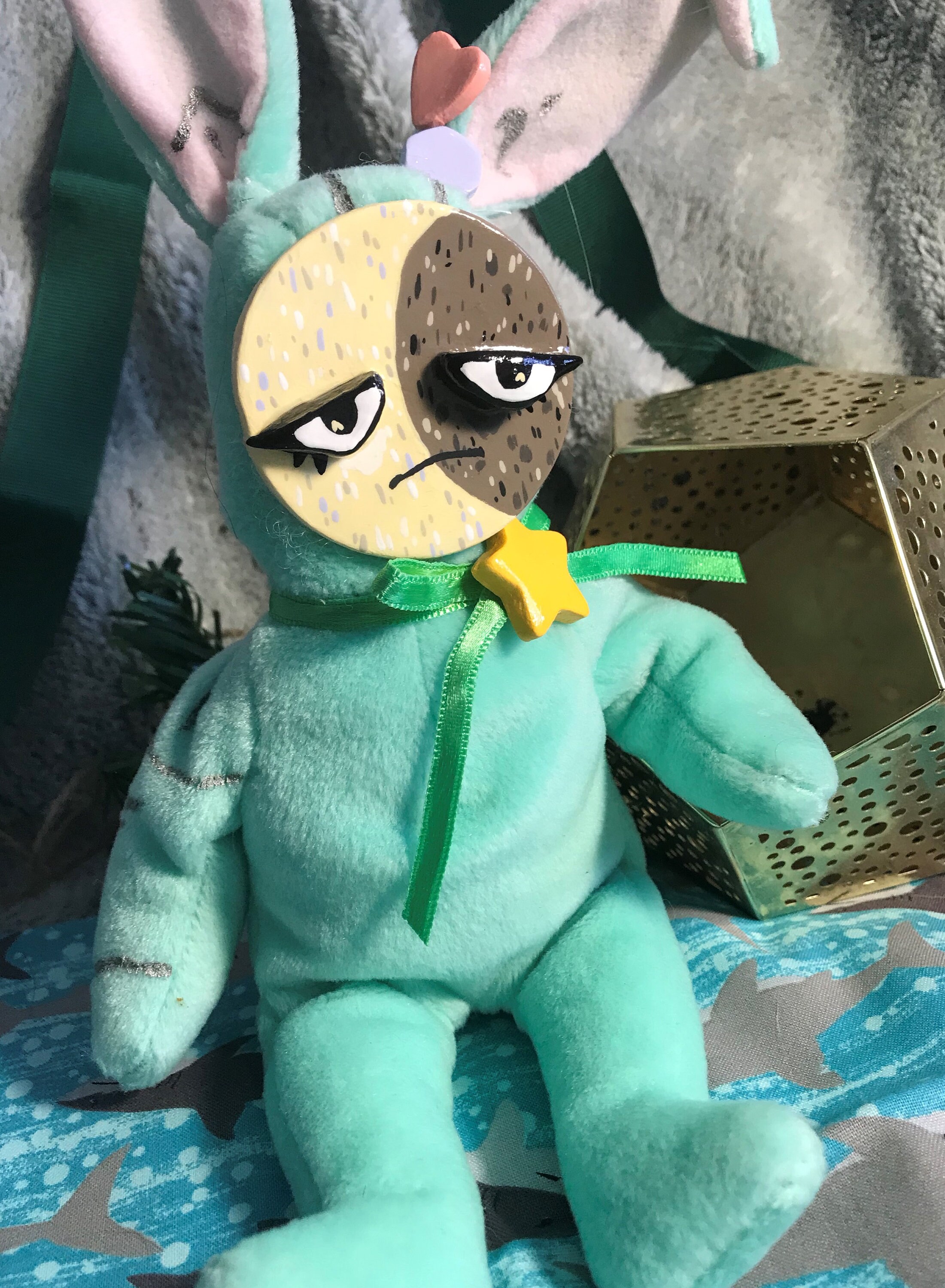 Moon Rabbit Clay Face Stuffed Animal - Etsy