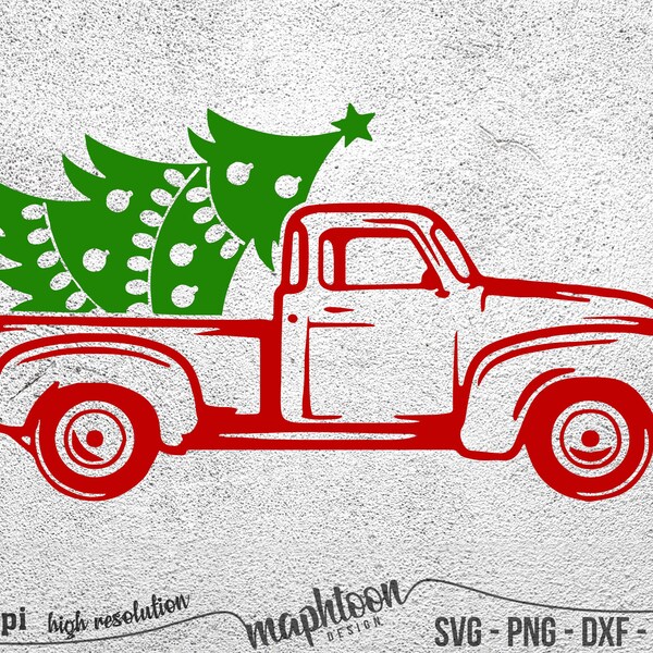 Christmas Red Truck Svg - Etsy