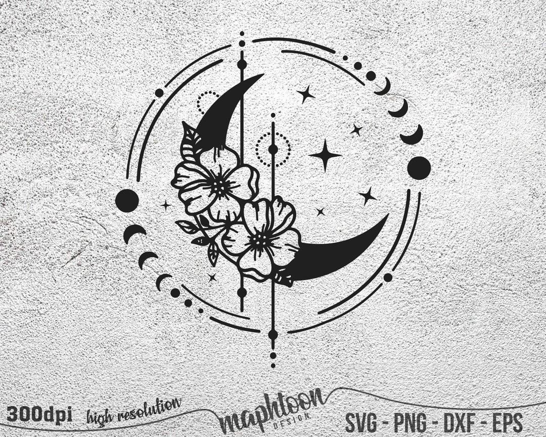 Mystical Moon SVG, Floral Moon Svg, Mystical SVG, Magic Svg, Mystic ...
