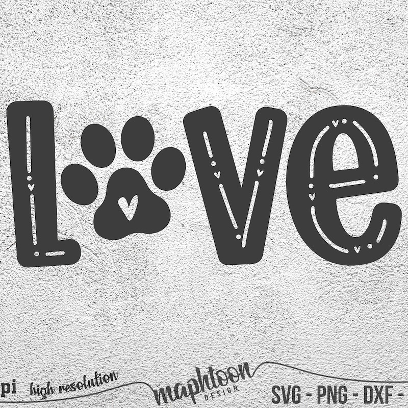 Love Paw Svg - Etsy