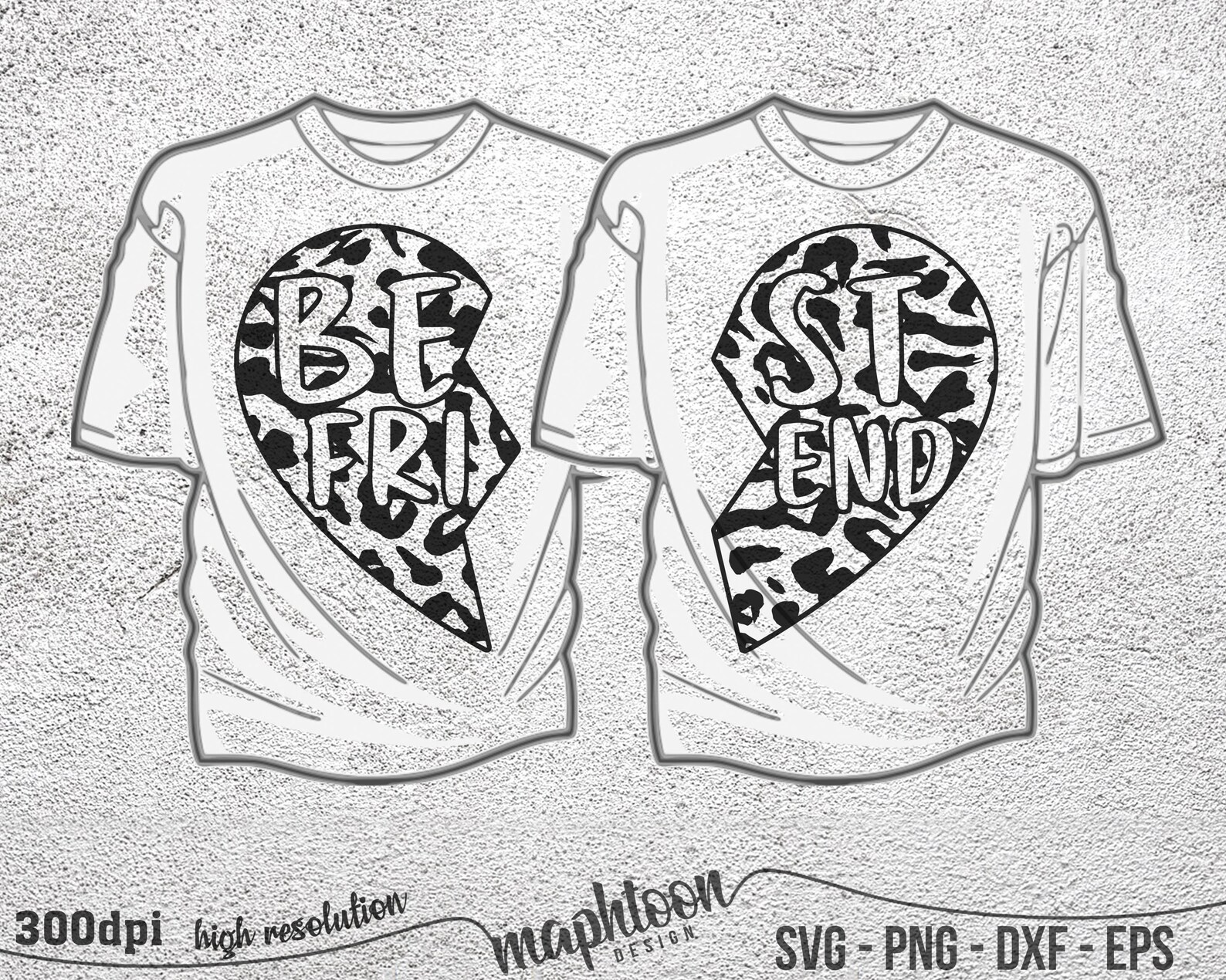 Matching Bff Svg Best Friend Svg Bff Heart Svg Leopard Bff | Etsy