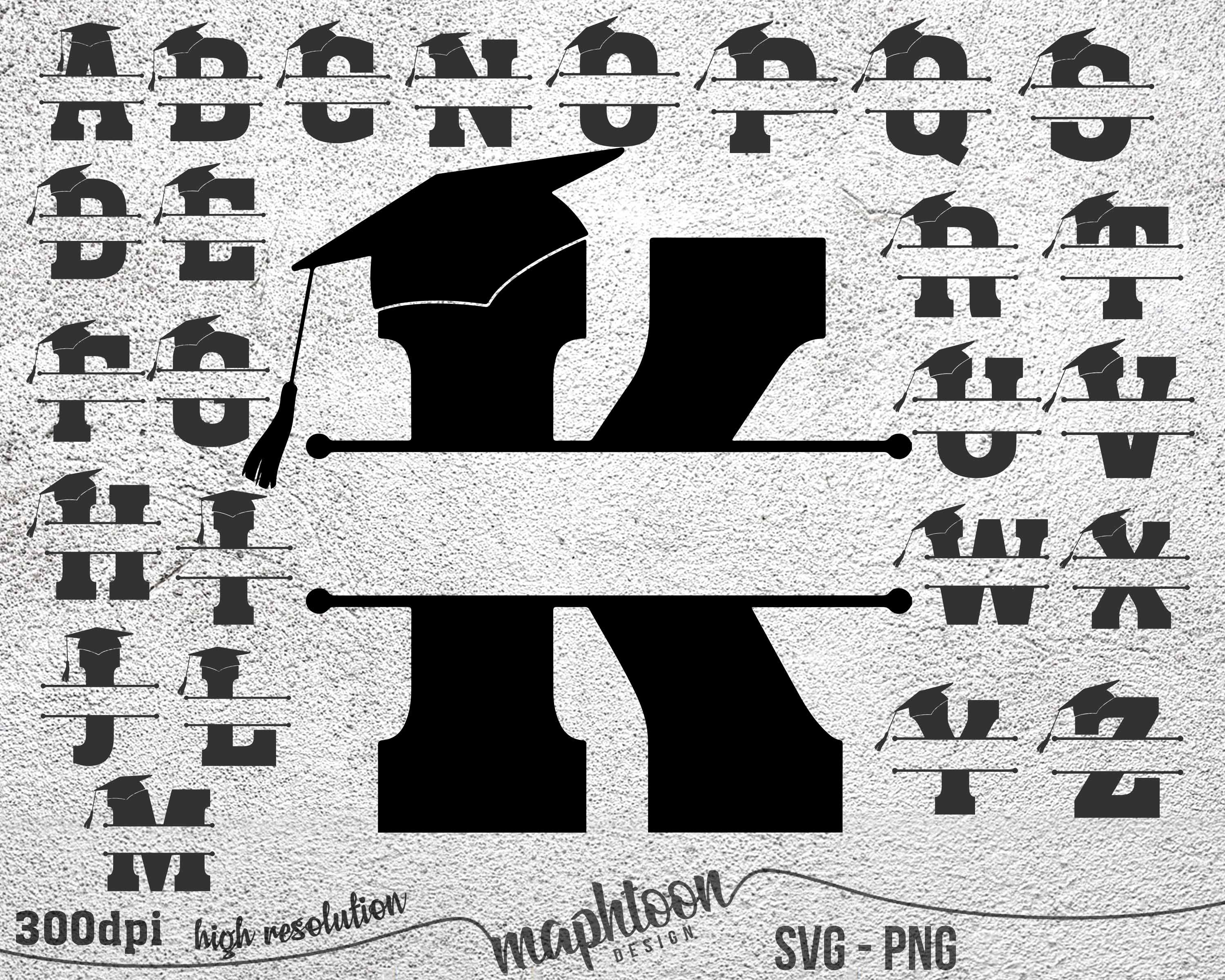 Graduation Split Monogram Svg Graduation Name Frame Alphabet - Etsy ...