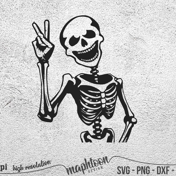 Skeleton Peace Svg - Etsy