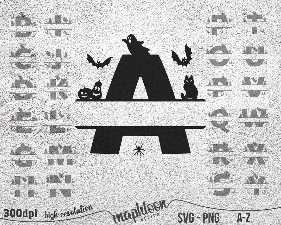 Halloween Monogram Alphabet SVG , Halloween Split Monogram Name SVG ...