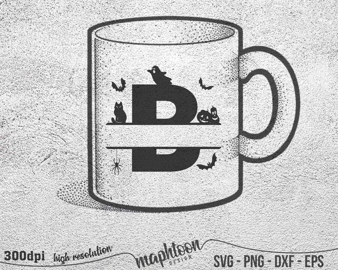 Halloween Monogram Alphabet SVG Halloween Split Monogram - Etsy