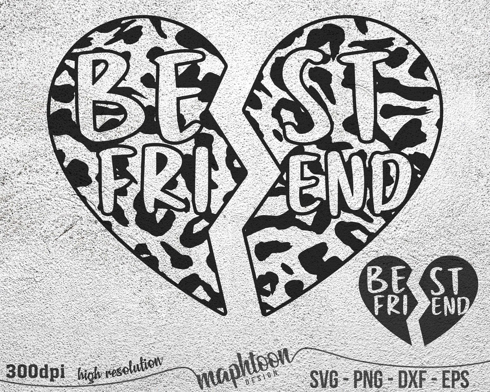 Matching Bff Svg Best Friend Svg Bff Heart Svg Leopard Bff | Etsy