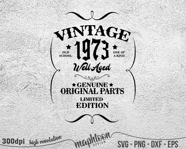 50th Birthday Svg Vintage 1973 Svg 1973 Aged to Perfection - Etsy