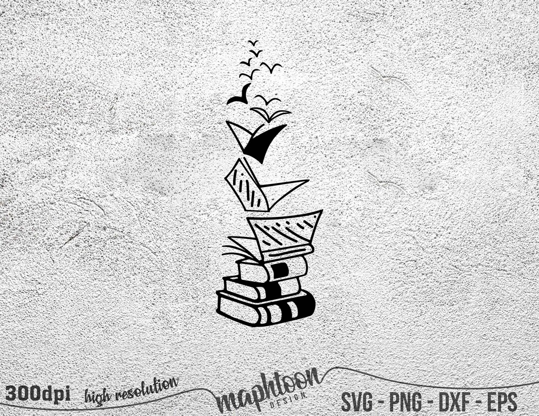Libro y pájaros svg, libros voladores svg, Libertad de libro Svg ...