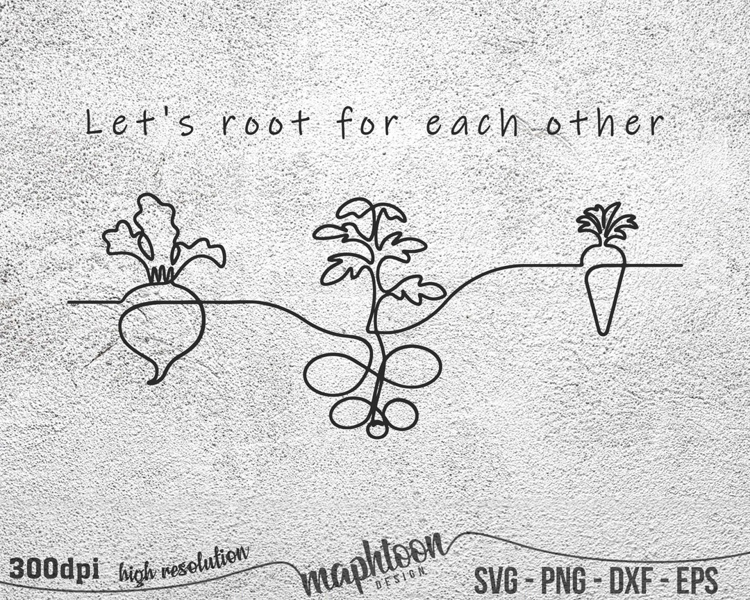 Vegetable Svg, Let's Root for Each Other Svg, Gardening Clipart, Watch ...