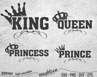 King Queen Prince Princess Crown SVG Royal Family SVG Crown SVG Instant ...